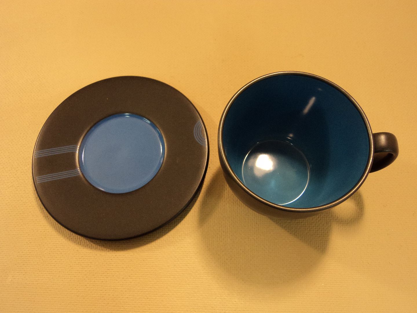 Ikea Large Coffee Mug & 7-in Saucer Black/Blue Modern 10866 Ceramic | eBay