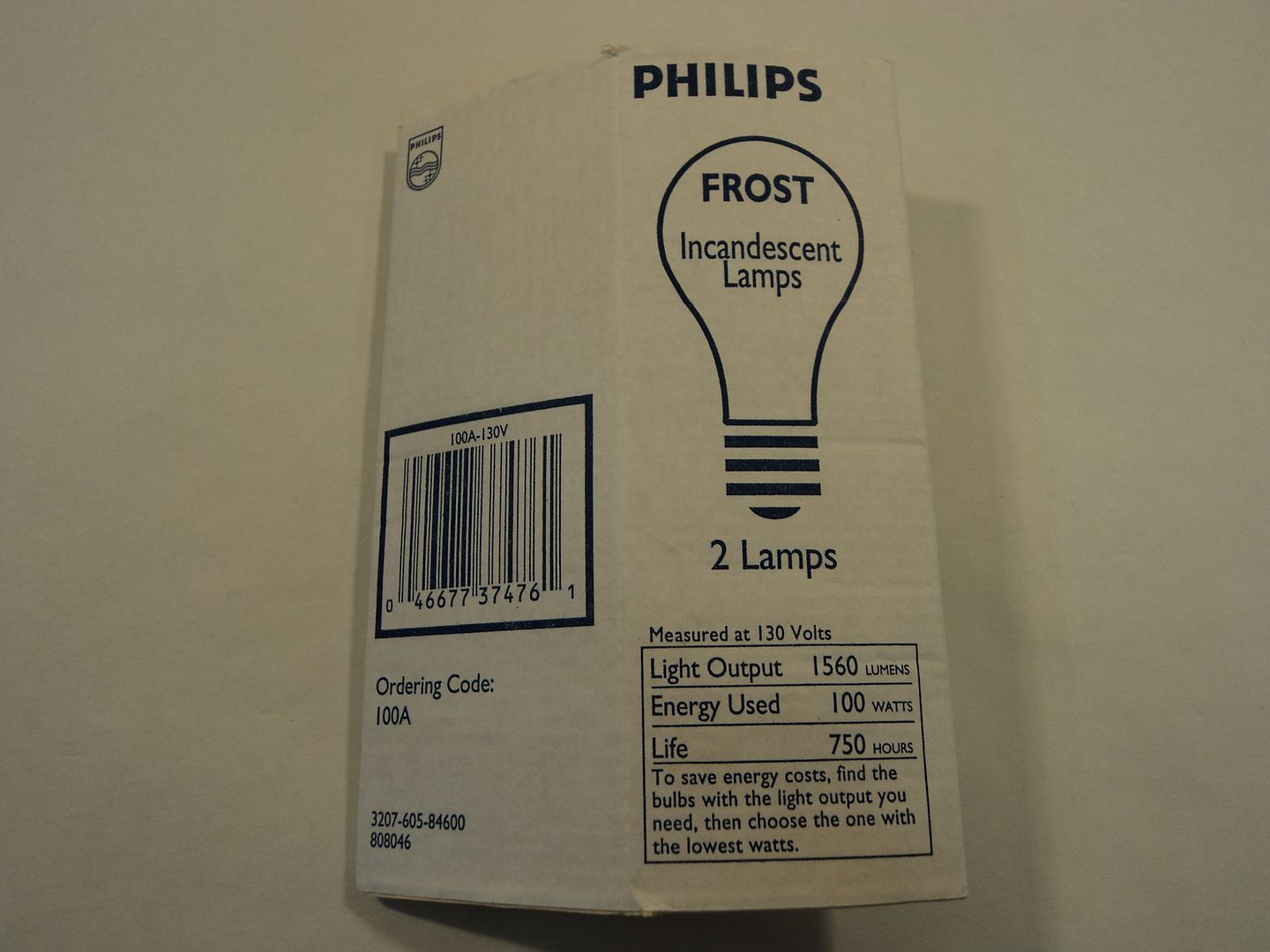 Philips 100W Light Bulbs Pack of 2 Frosted 130V Incandescent PHI100A130V